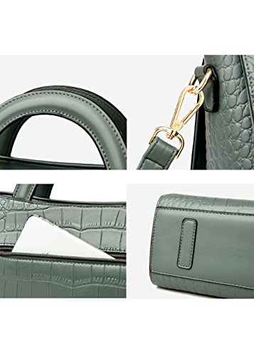 SMALLBLUER Women Crocodile Pattern Handbag Commuter Shoulder Bag Crossbody Bags-Black