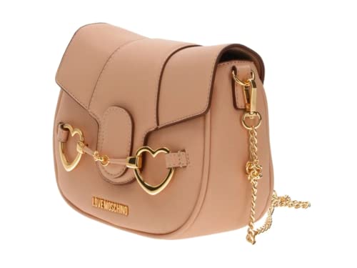 Love Moschino Pink Leather Crossbody Handbag with Heart Hardware