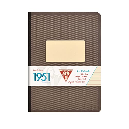Clairefontaine 195246 °C 1951 Back to Basics Notebook, 96 Sheets Lined DIN A5 14.8 x 21 cm with Bound Cover and Soft BLACK COVER X 1 Single