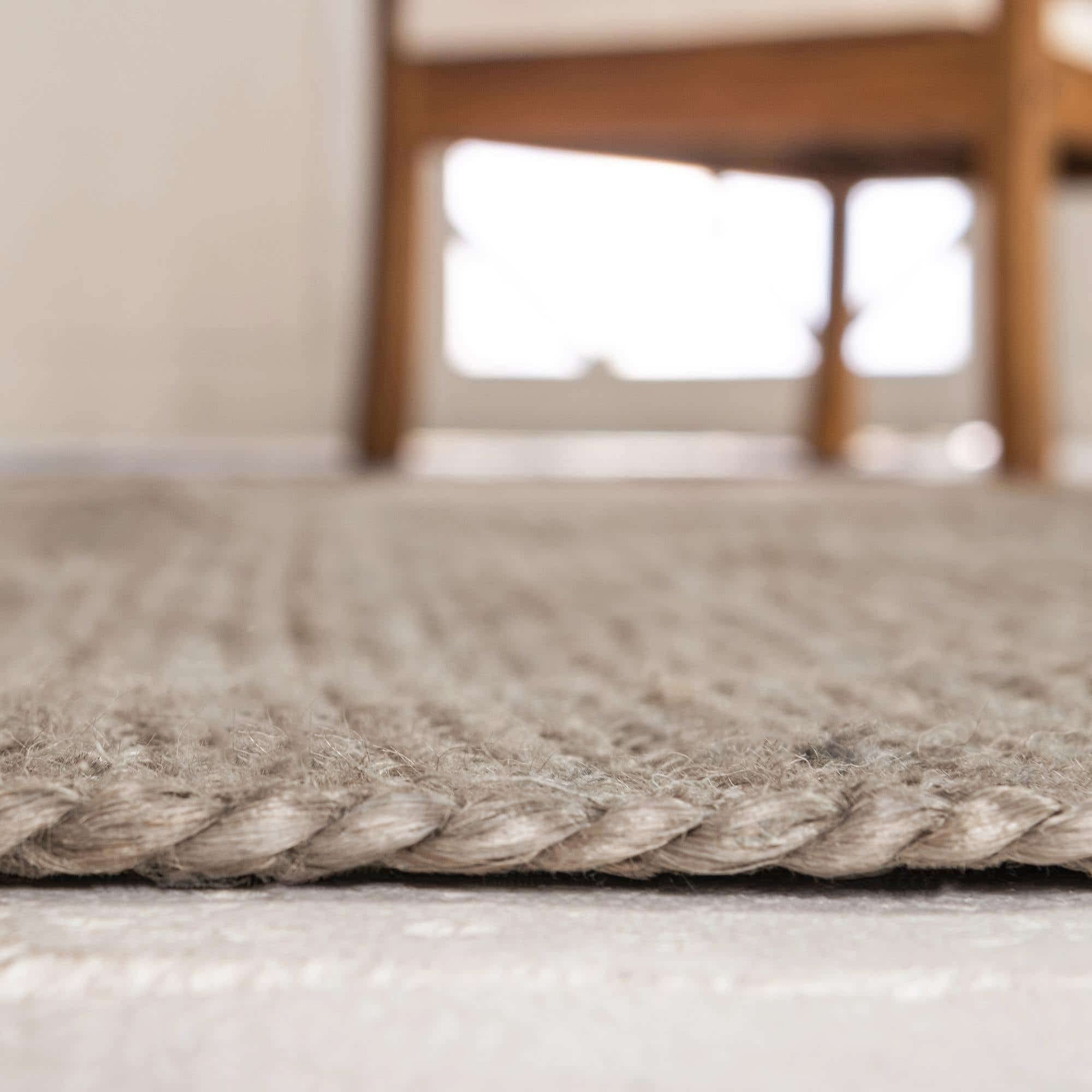 Agro Richer Handwoven Jute Area Rug, 4x6 ft. Natural Grey Yarn- Rustic Vintage Grey Braided Reversible Rectangular Rugs for Bedroom, Kitchen, Living Room, Farmhouse