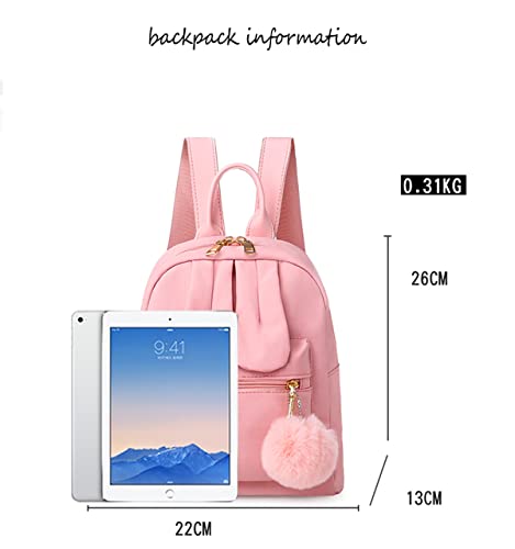 ZFOFLIK Bunny Backpack for Gilrs,Mini Purse Backpack Cute Kawaii Backpack Small Bunny Purse backpack with Plush Pendant(Pink)