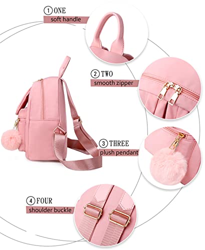 ZFOFLIK Bunny Backpack for Gilrs,Mini Purse Backpack Cute Kawaii Backpack Small Bunny Purse backpack with Plush Pendant(Pink)