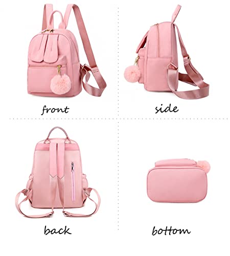ZFOFLIK Bunny Backpack for Gilrs,Mini Purse Backpack Cute Kawaii Backpack Small Bunny Purse backpack with Plush Pendant(Pink)