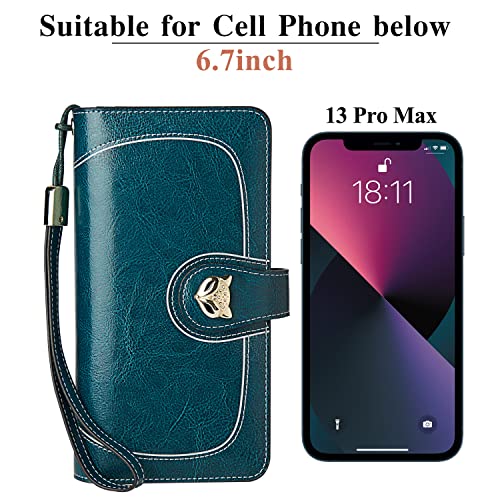 FOXLOVER Designer Wristlet Wallets for Women Large Capacity Ladies RFID Blocking Leather Credit Card Holder