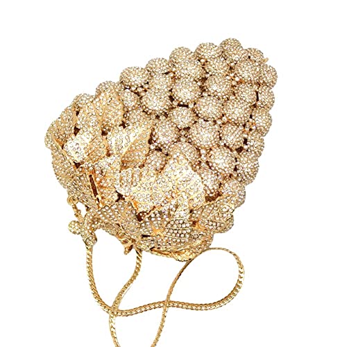 DEBIMY Hollow Carved Grape Rhinestone Evening Clutch Women Luxury Crystal Handbags Purses for Party and Wedding, Purple