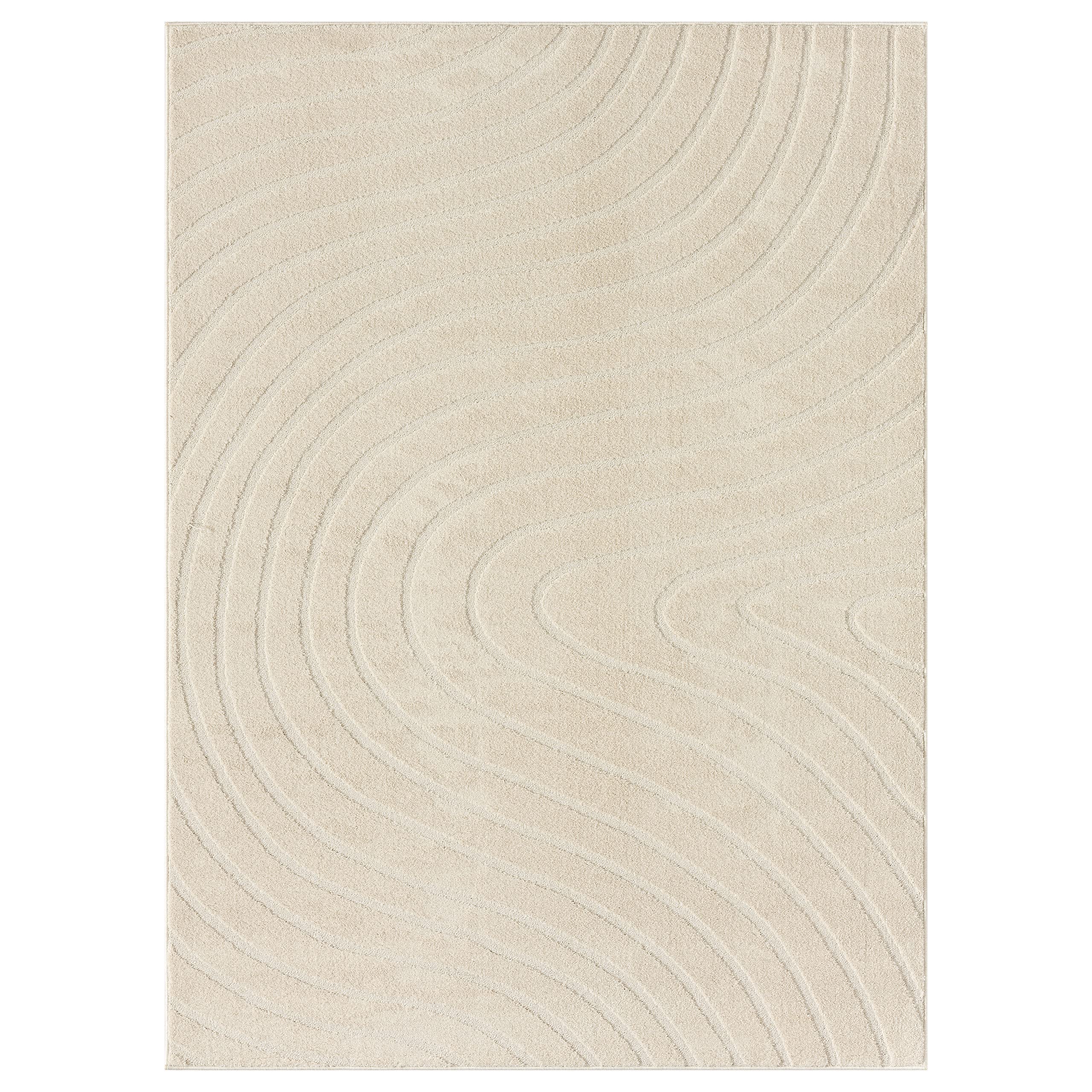 LUXE WEAVERS Modern Geometric Wave Cream 4x6 Area Rug