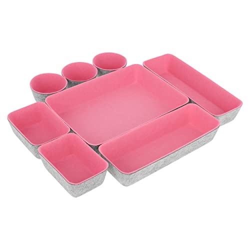 CreekView Home Emporium Basket Organizing Bins - 8pc Felt Fabric Closet Organizer Bin Set - Office Desk Drawer Dividers
