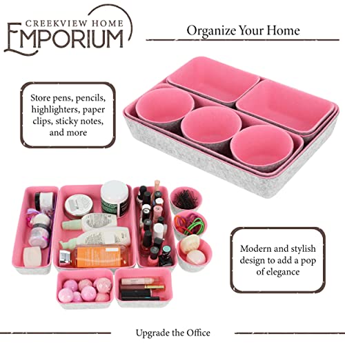 CreekView Home Emporium Basket Organizing Bins - 8pc Felt Fabric Closet Organizer Bin Set - Office Desk Drawer Dividers
