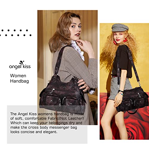 Angel Kiss Handbags for Women Hobo Bags for Large Tote Bag Soft PU Leather Multi-Pocket Shoulder Bag Top Handle Handbag