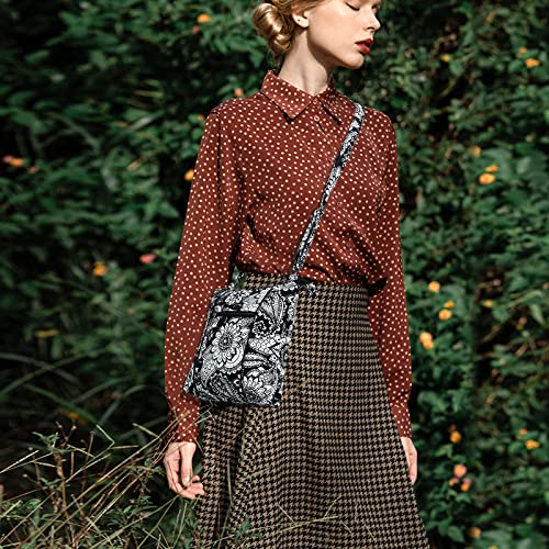 Crossbody Bags for Women Cross Body Purse Handbags Over Shoulder Medium Size Black White