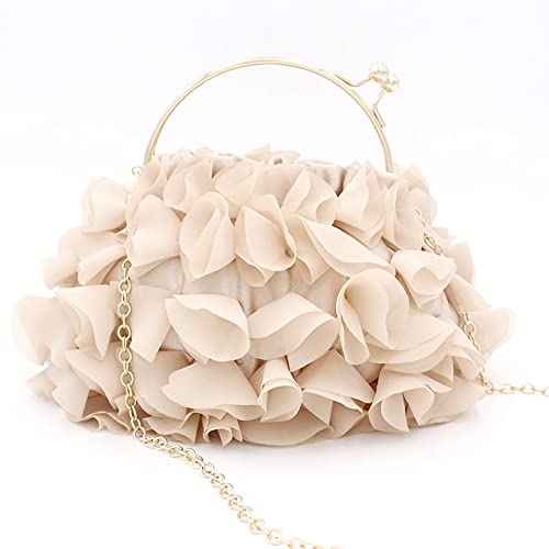 DJBM Floral Women's Evening Handbags Satin Clutch Purses for Wedding and Party Prom Handbags, Burgundy