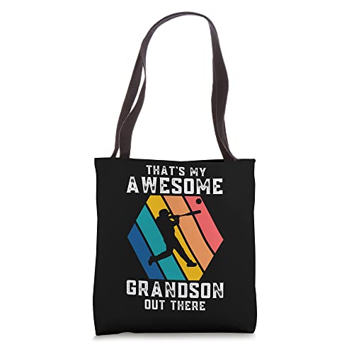 Vintage That's My Awesome Grandson Out There Baseball Lovers Tote Bag