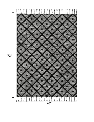 nuLOOM Jinny Moroccan Wool Tasseled Area Rug, 4x6, Dark Grey