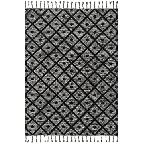 nuLOOM Jinny Moroccan Wool Tasseled Area Rug, 4x6, Dark Grey