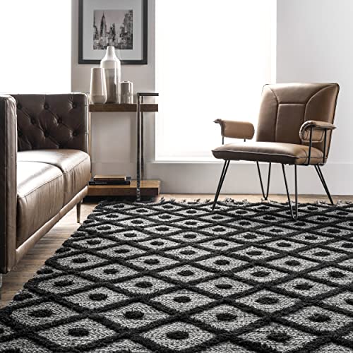 nuLOOM Jinny Moroccan Wool Tasseled Area Rug, 4x6, Dark Grey
