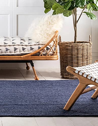 INDIGIFTHUB Rectangle Rug Hand Braided Area Rug Rustic Hipster Rug Eco Friendly Rug Large Turkish Rug for Living Indoor & Outdoor (Blue Dye) 4x6 Sq Feet