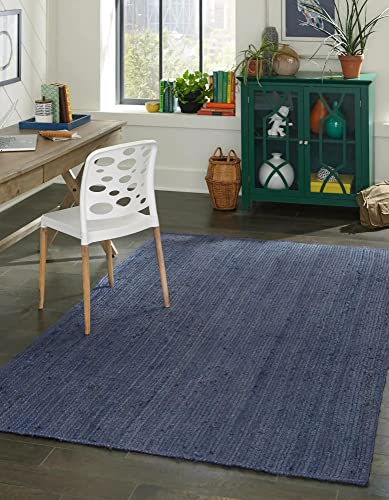 INDIGIFTHUB Rectangle Rug Hand Braided Area Rug Rustic Hipster Rug Eco Friendly Rug Large Turkish Rug for Living Indoor & Outdoor (Blue Dye) 4x6 Sq Feet