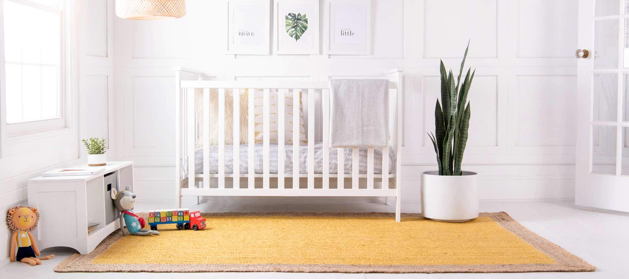 Unique Loom Braided Jute Collection Classic Quality Made Natural Hand Woven with Solid Color Detail, Area Rug, Rectangular 4' 0" x 6' 0"