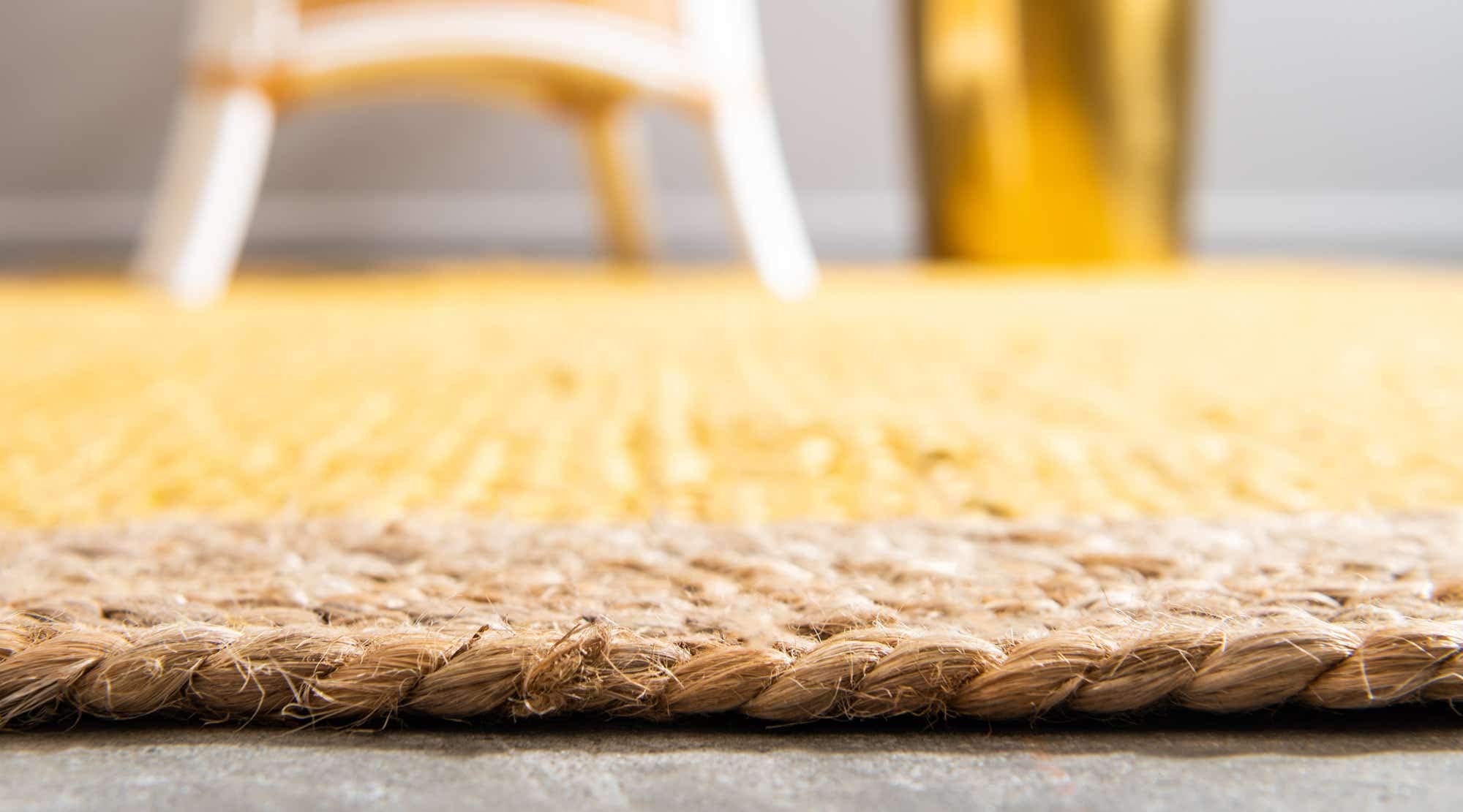 Unique Loom Braided Jute Collection Classic Quality Made Natural Hand Woven with Solid Color Detail, Area Rug, Rectangular 4' 0" x 6' 0"