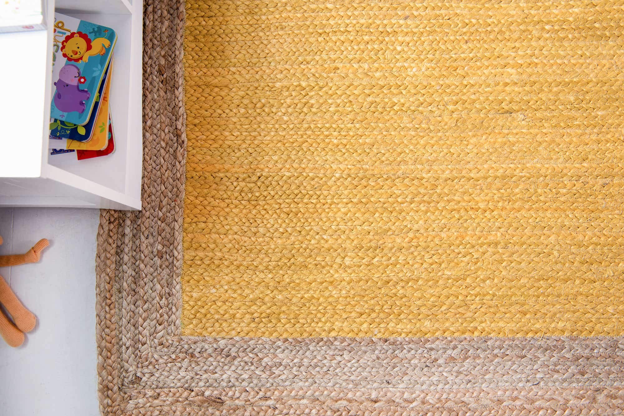 Unique Loom Braided Jute Collection Classic Quality Made Natural Hand Woven with Solid Color Detail, Area Rug, Rectangular 4' 0" x 6' 0"