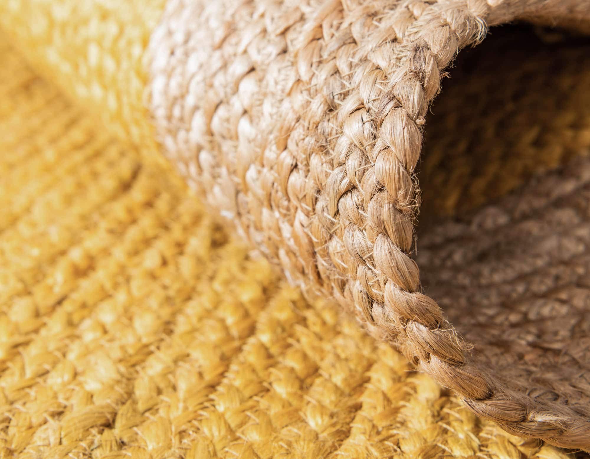 Unique Loom Braided Jute Collection Classic Quality Made Natural Hand Woven with Solid Color Detail, Area Rug, Rectangular 4' 0" x 6' 0"