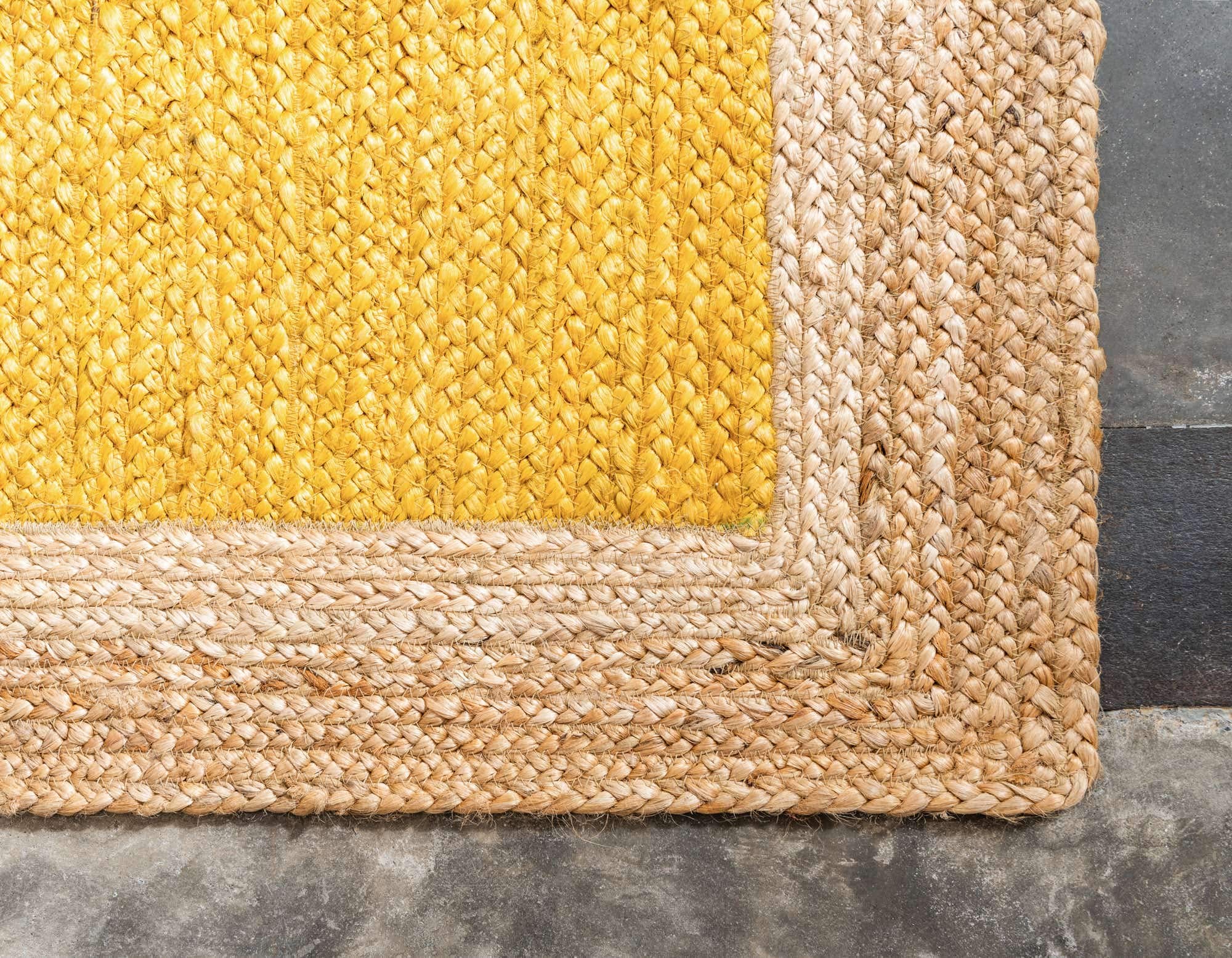 Unique Loom Braided Jute Collection Classic Quality Made Natural Hand Woven with Solid Color Detail, Area Rug, Rectangular 4' 0" x 6' 0"