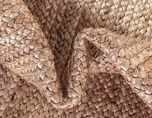 Handwoven Jute Area Rug- Natural Yarn- Rustic Vintage Beige Braided Reversible Rectangular Rugs for Bedroom, Kitchen, Living Room, Farmhouse (4x6 Feet)