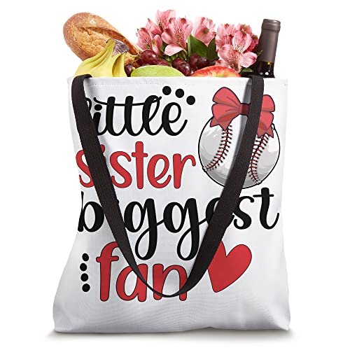 Little Sister Biggest Fan Baseball Sister Baseball Sis Tote Bag