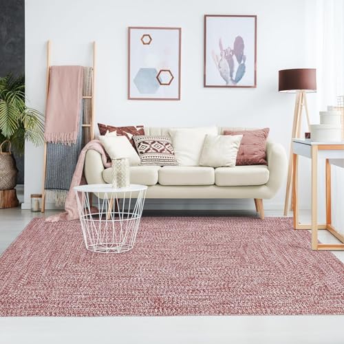 Superior Indoor/Outdoor Area Rug, Dual-Tone Reversible Braided Floor Decor for Patio, Front Porch, Entryway, Living Room, Office, Nursery, Artistic Home, 4' x 6', Brick-White