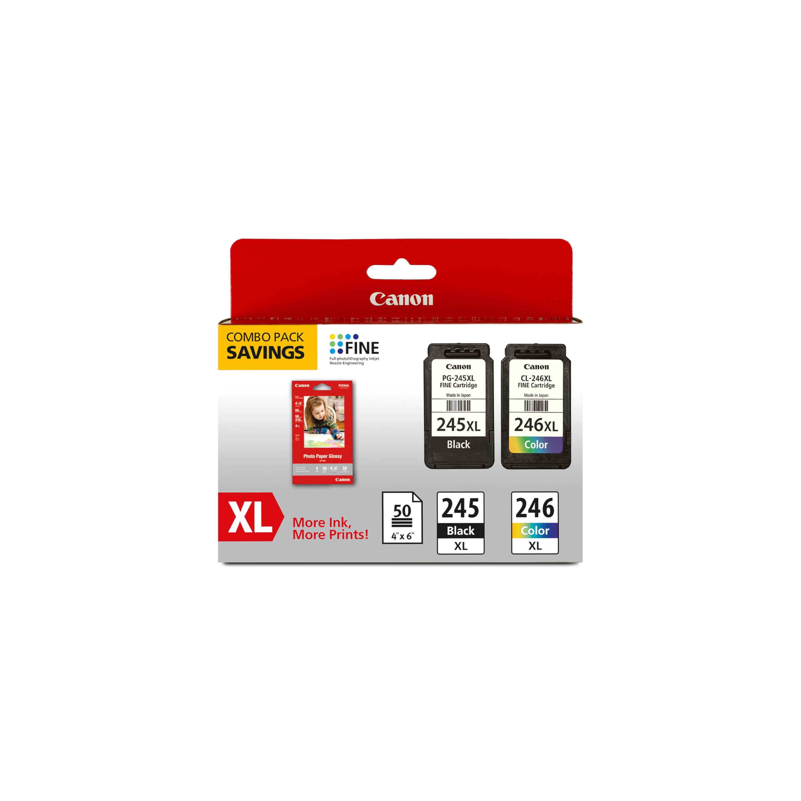 Canon PG-245XL/CL-246XL Ink/Photo Paper Pack, Compatible to MX490, MX492, MG2522, MG3020,MG2920,MG2924,iP2820,MG2525 and MG2420