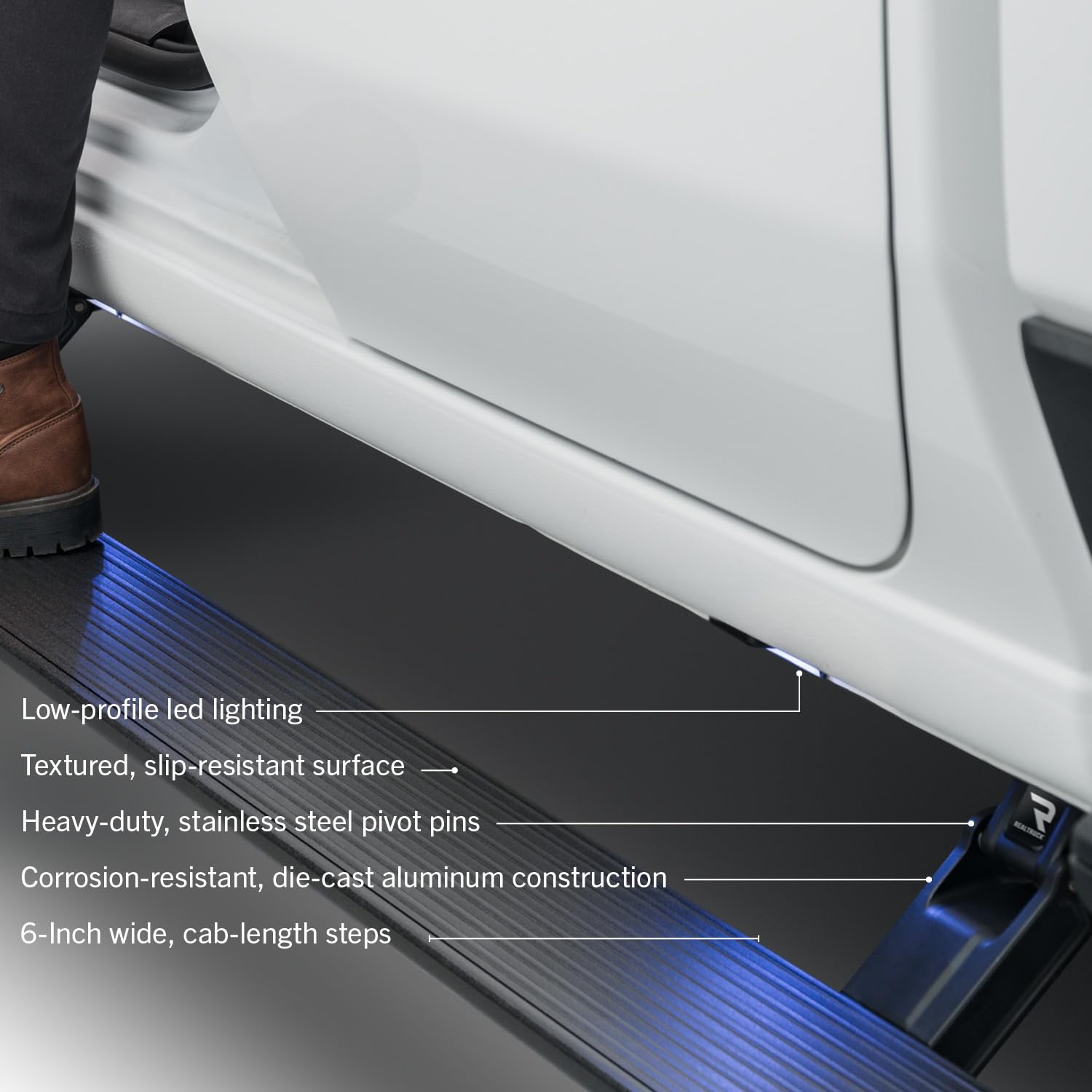 AMP Research 75118-01A PowerStep Electric Running Boards for 2006-2009 Ram 1500/2500/3500 with Mega Cab,Black,Large