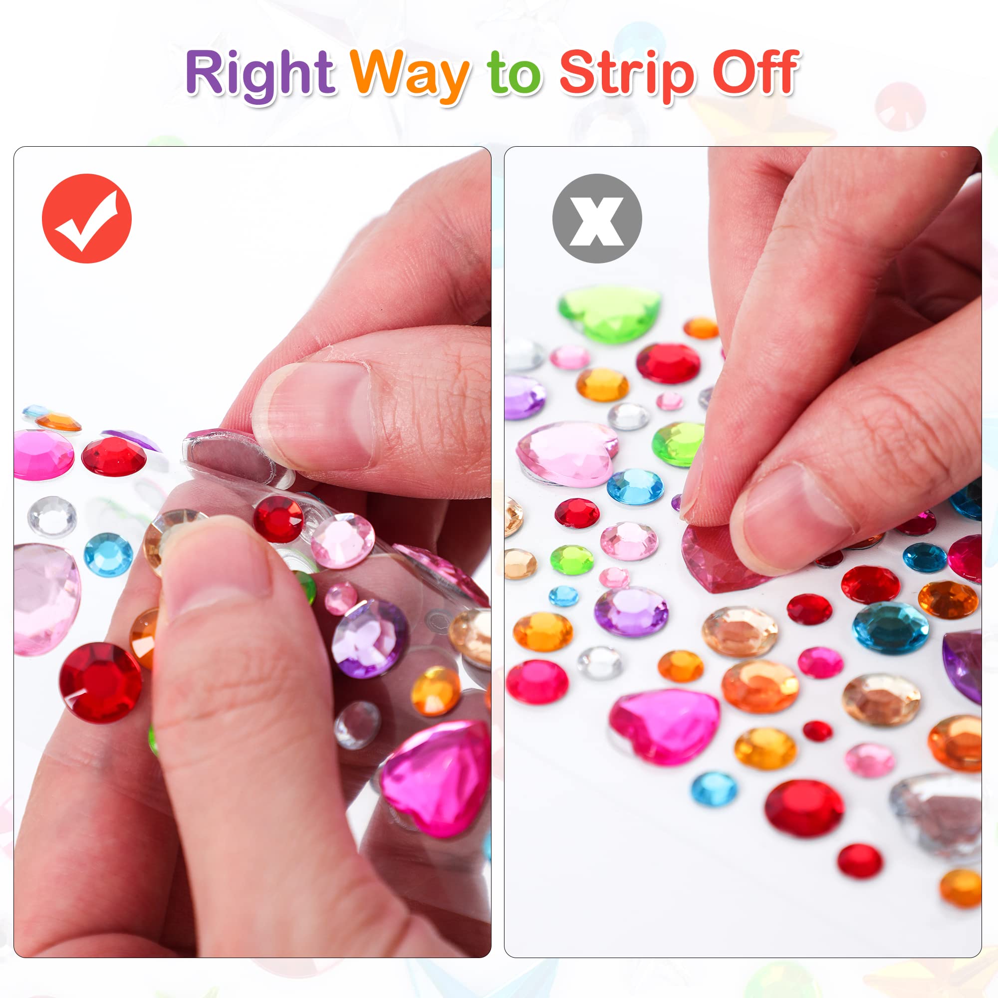 880pcs Gem Stickers Rhinestones for Crafts - Self Adhesive Jewels Stickers, Acrylic Gems DIY Craft Decorative Diamond Stickers, Small Stickers for Kids