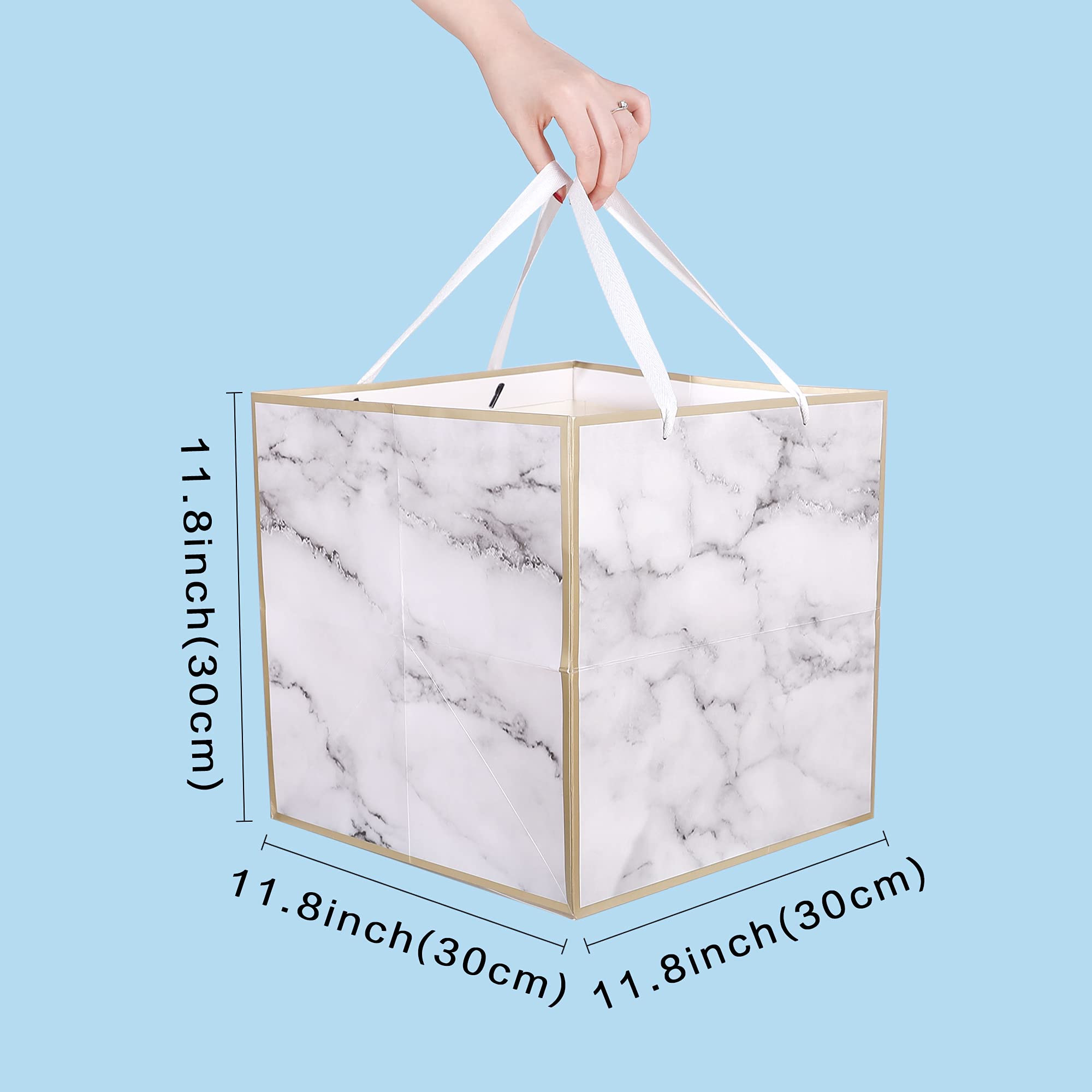2 PCS Extra Large Gift Bag 11.8 Inch Marble Big Paper Bag with Handle Square Giant Gift Bag XL Big Wedding Gift Bag Huge Reusable Wedding Present Bag for Birthday Party Presents Flowers by Yerpkefey (1 White 1 Black)