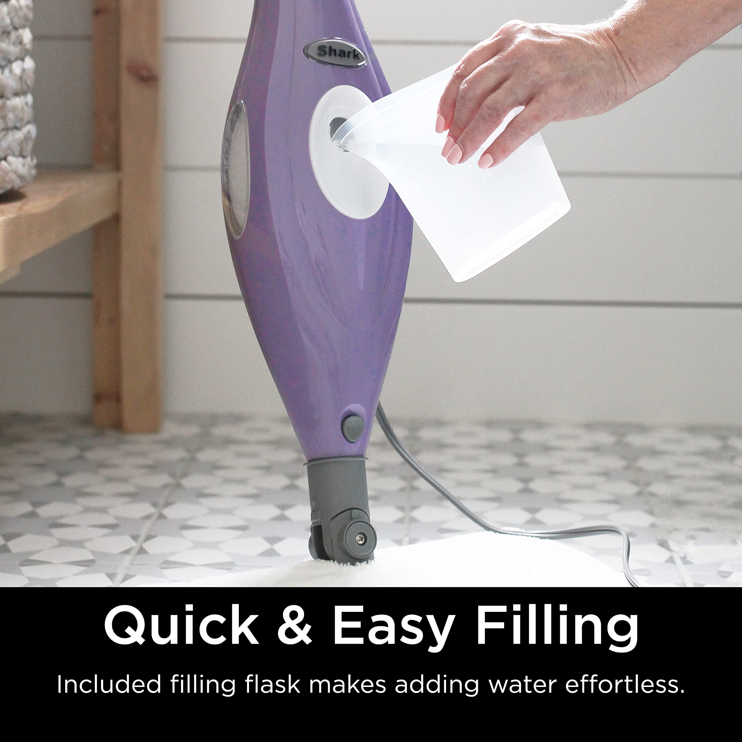 Shark S3504AMZ Steam Pocket Mop Hard Floor Cleaner with 1 Rectangle and 1 Triangle Mop Head, Natural Powerful Steam, Easy Maneuvering, Triangle & Rectangle Washable Pads, Quick Drying, Purple