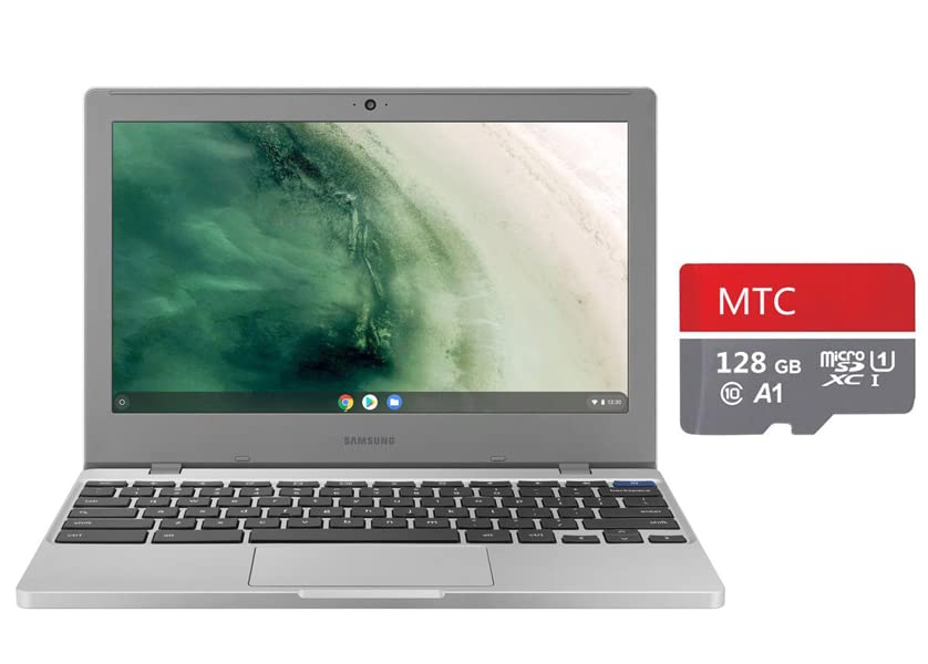SAMSUNG Chromebook 4 Laptop 11.6'' HD LED (1366 x 768), Intel Celeron Processor N4020 Processor, Intel UHD Graphics 600, 4GB RAM, 160GB Storage(32GB eMMC+MTC 128GB SD Card), Chrome OS, Platinum Titan