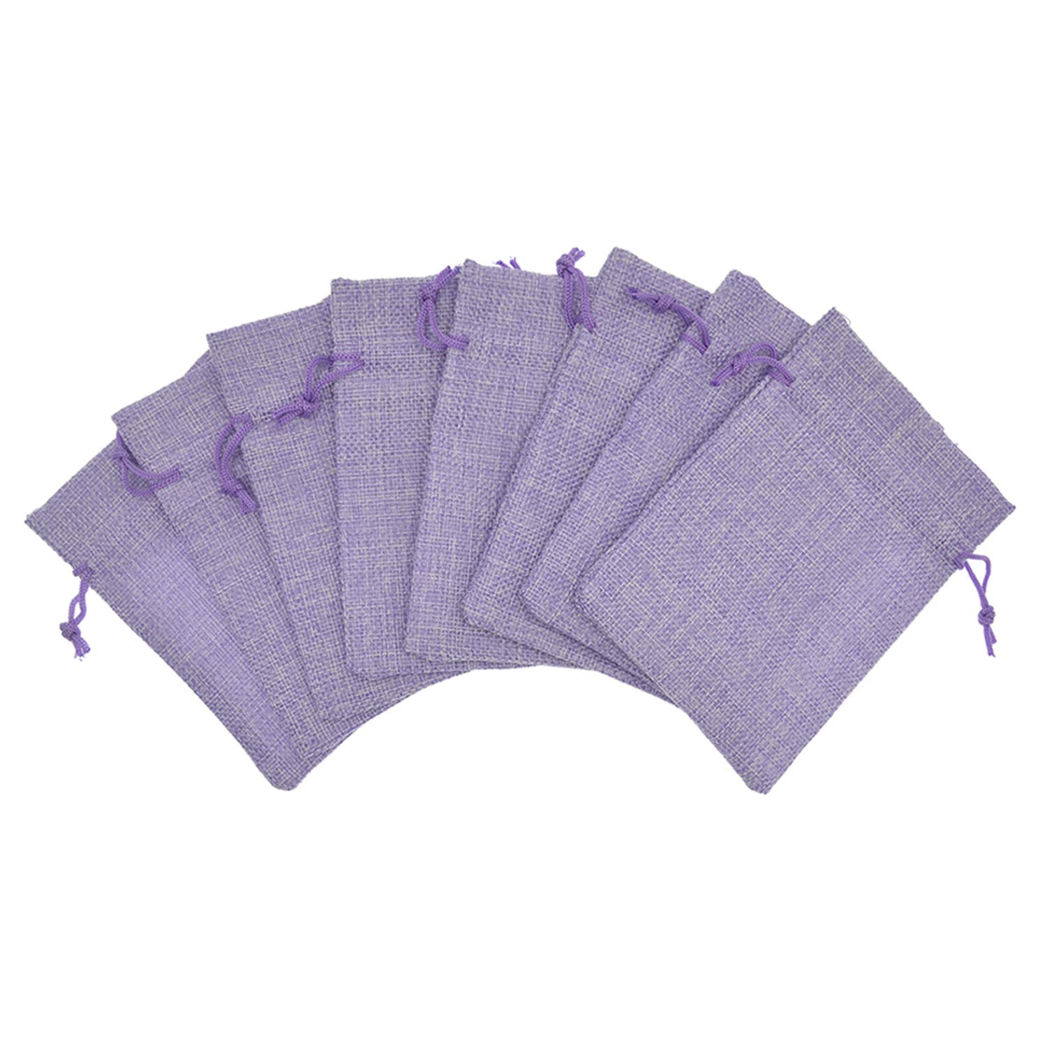 Bezall 20pcs Burlap Bags with Drawstring 2.7 x 3.5 inch, Linen Gift Bags Jewelry Pouches Sachets for Wedding Party Favor, DIY Crafts Projects, Presents (Light Purple)