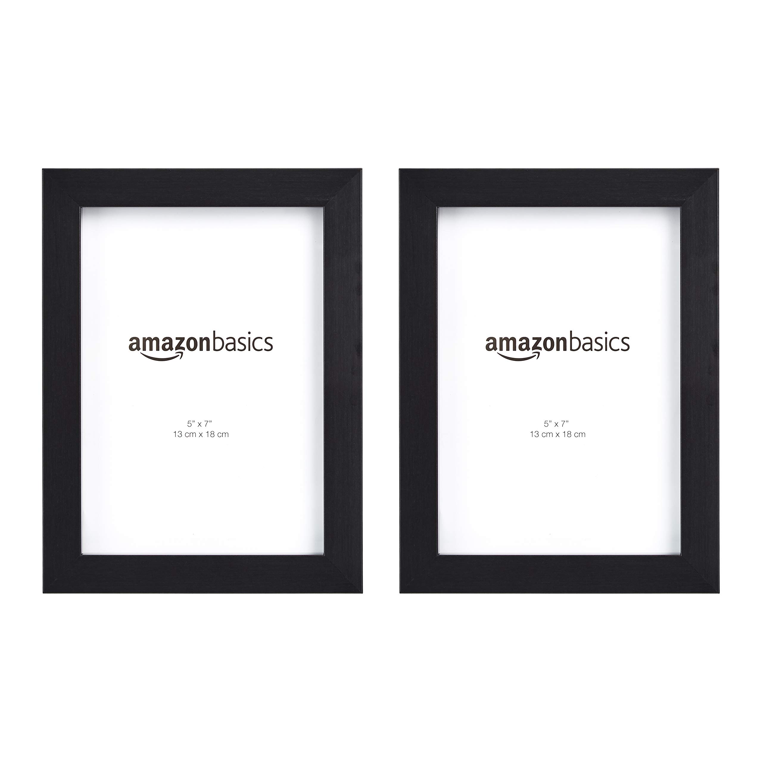 Amazon Basics Photo Picture Frame - 5" x 7", Black - Pack of 2