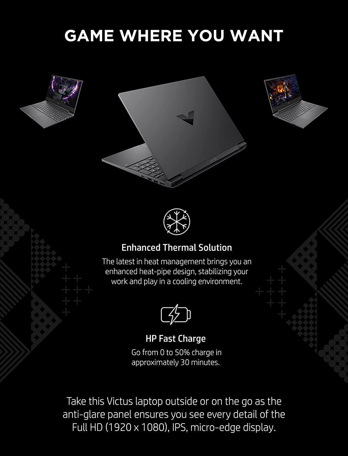 HP Victus Gaming Laptop, 15.6 inch FHD Display, 12th Gen Intel Core i5-12500H 12Core Processor, NVIDIA GeForce RTX 3050, 32GB RAM, 1TB SSD, Bluetooth, Windows 11 Home, Bundle with JAWFOAL