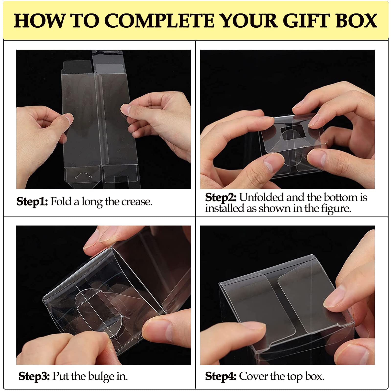 CAYOREPO 100 Pcs 2 x 2 x 6 inch Clear PET Plastic Gift Boxes Transparent Cube Boxes PET Boxes Candy Chocolate Cookies Treat Boxes for Christmas, Wedding, Party, Baby Shower