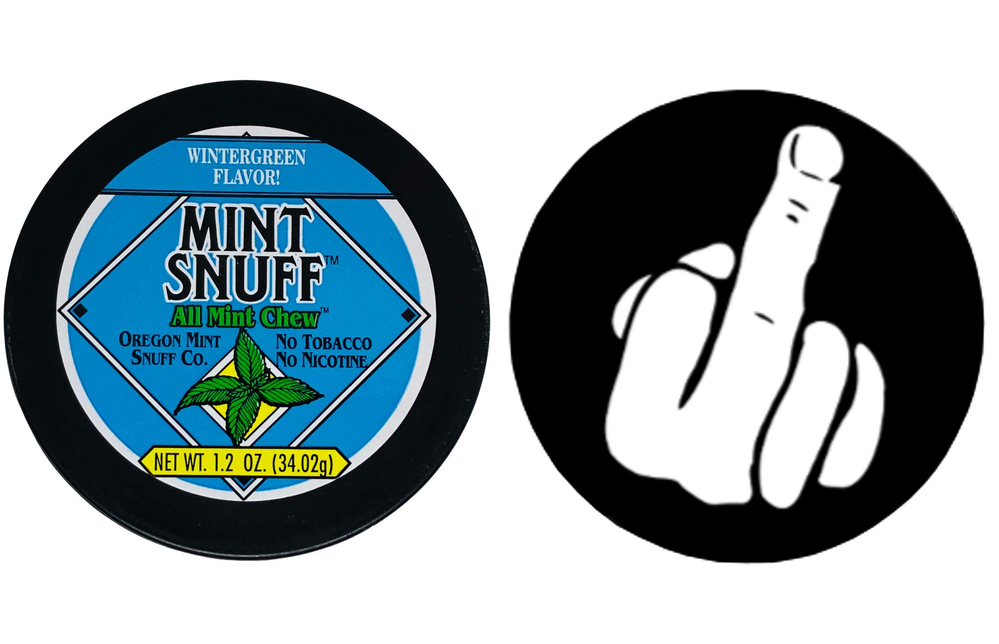 Oregon Mint Snuff Wintergreen 1 Can with DC Crafts Nation Skin Can Cover - Middle Finger