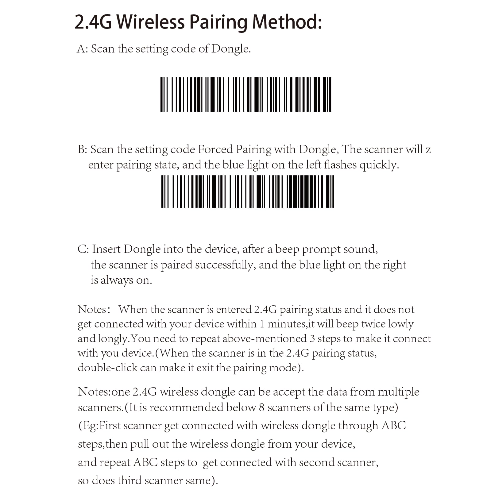 Symcode Wireless Handheld Barcode Scanner Versatile 2-in-1 (2.4Ghz Wireless+USB 2.0 Wired) 328 Feet Transmission Distance Rechargeable 1D Laser Automatic Bar Code Reader Scanner(Black)