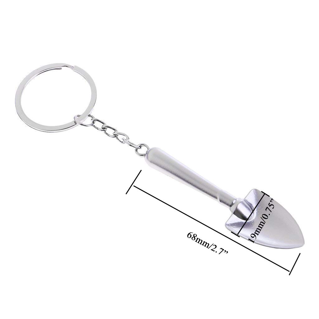 Xiaoyztan 5 Pcs Mini Alloy Shovel Shape Pendant Tool Keyring Decorative Keychain for Bag Car Home Office