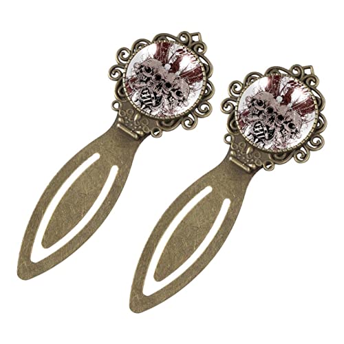2 Pack Metal Bookmarks Skeleton Skull