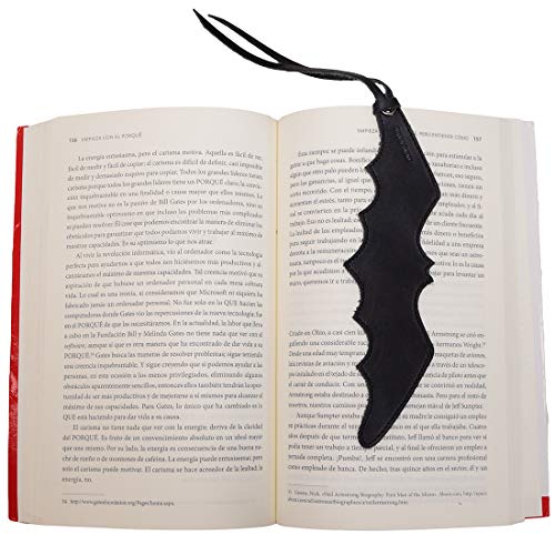 Hide & Drink, Bat Bookmark Leather/Superhero/Comics/Bookworm Gifts/Book Lovers/Accessories, Handmade Includes 101 Year Warranty :: Charcoal Black