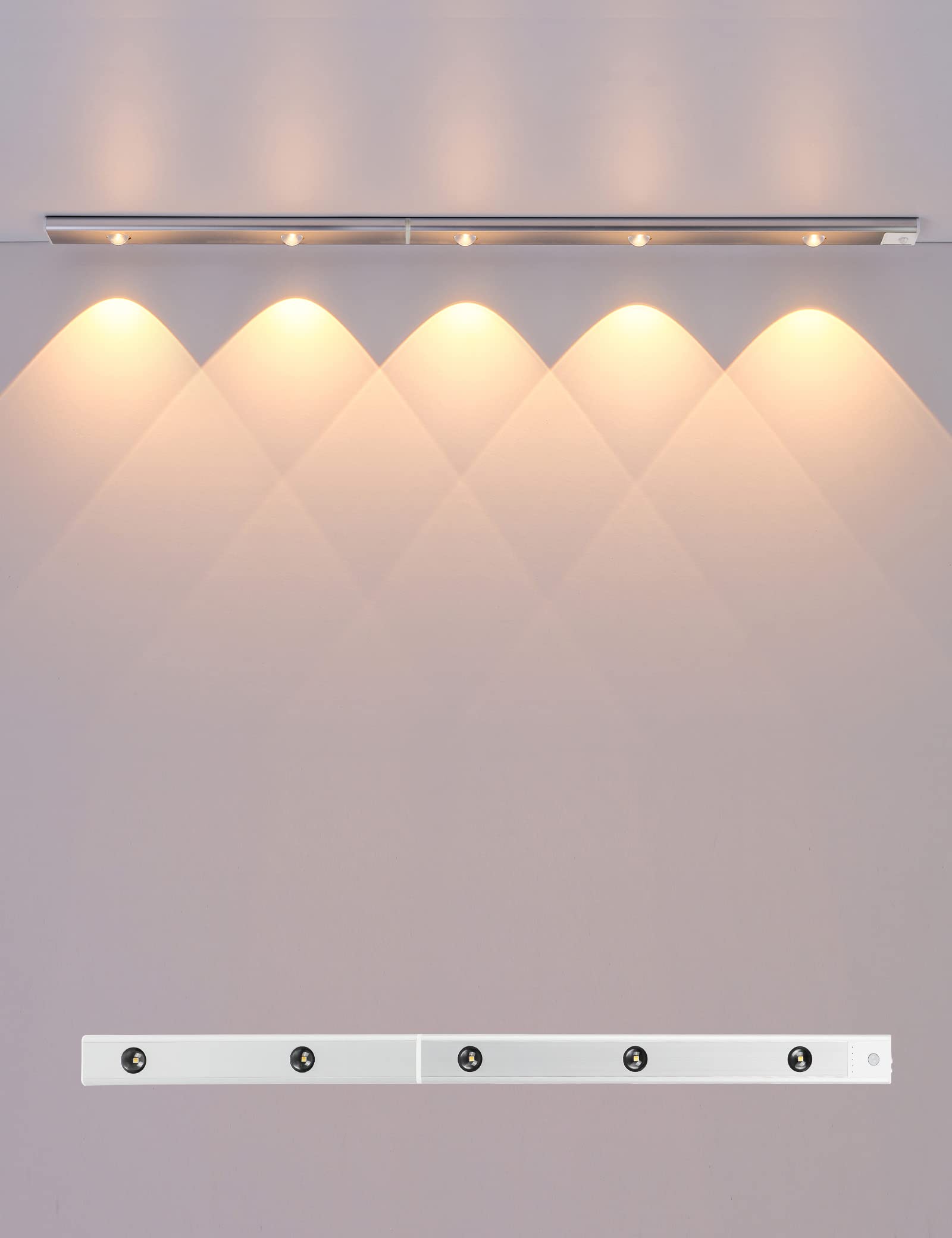 GARTO Under Cabinet Lights, Long Size Motion Sensor Light Indoor, 3 Color Temps Battery Operated Led Strip Lights Rechargeable Night Light for Closet Kitchen Cupboard(26.8in-1Pack)
