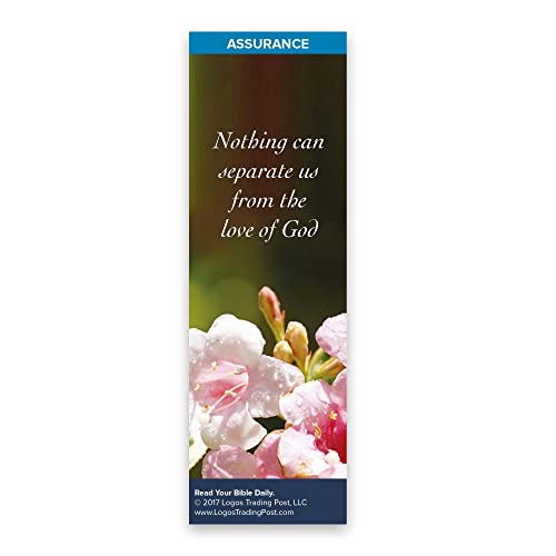 Christian Bookmark with Bible Verse, Pack of 25, Assurance Themed, Nothing Can Separate Us From the Love of God, Romans 8:38-39