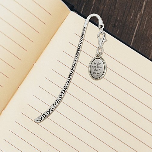 Be Still and Know that I am God Psalm Inspirational Christian Metal Bookmark Page Marker with Oval Charm