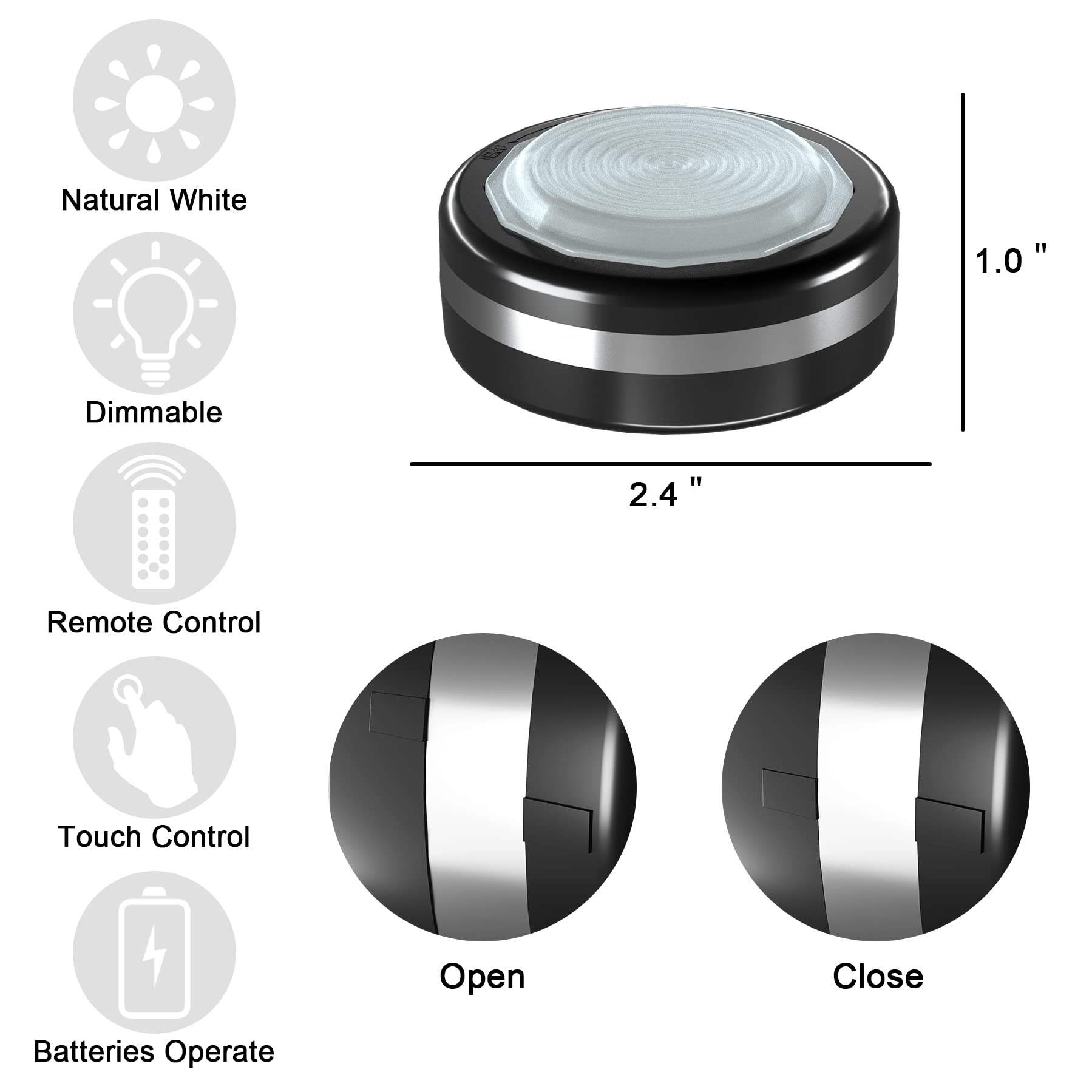 Starxing Puck Lights with Remote Control, Under Cabinet Lighting Dimmable Timer, Led Lights Battery Operated Powered for Kitchen Closet Bedroom(Black)