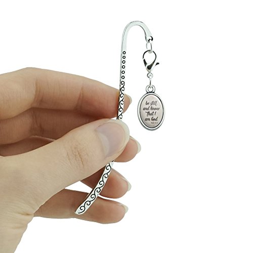 Be Still and Know that I am God Psalm Inspirational Christian Metal Bookmark Page Marker with Oval Charm