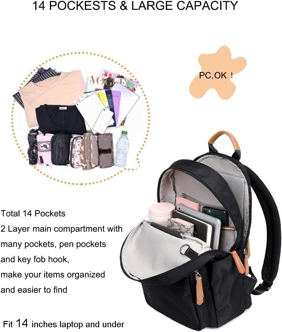 PAOIXEEL 14 Pockets Fashion Backpack, Anti-theft Water Resistance Lightweight Diaper Bag Backpack for Casual Daypack Outdoor